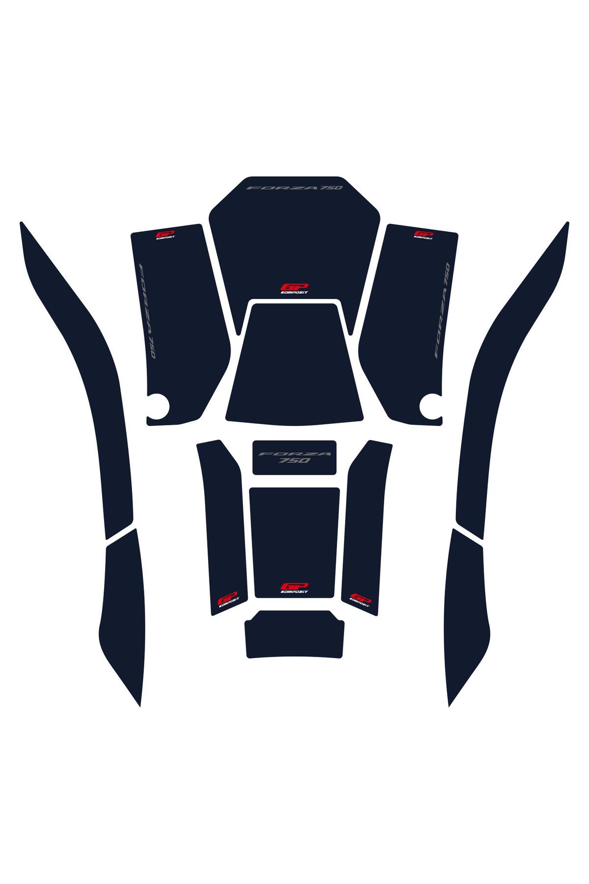 GP KOMPOZİT Honda Forza 750 2021-2024 Uyumlu Tank Pad Seti Lacivert ...