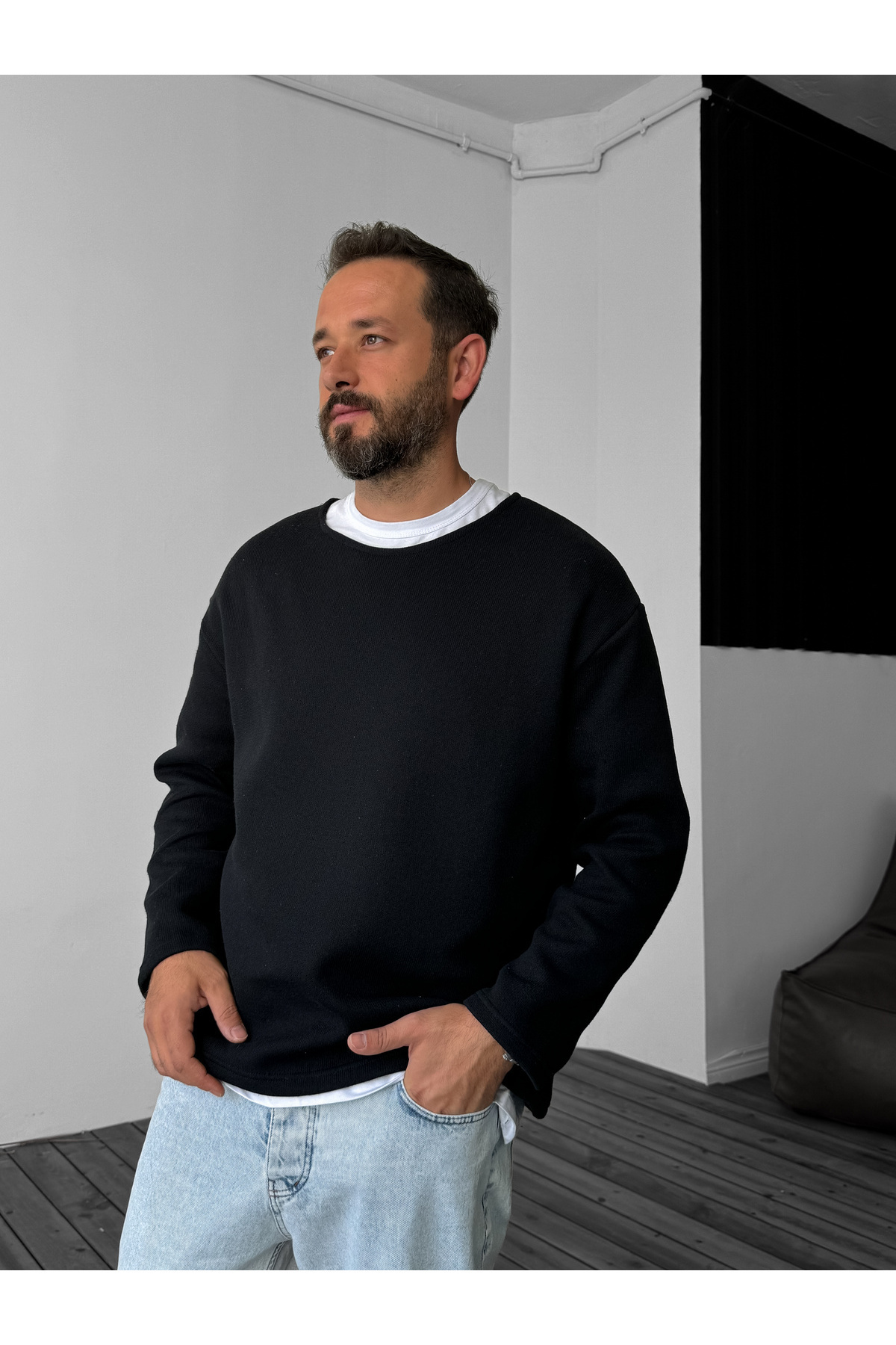 BYBASICMAN Siyah Kabartmalı Basic Sweat Ke-412 Fiyatı, Yorumları - Trendyol