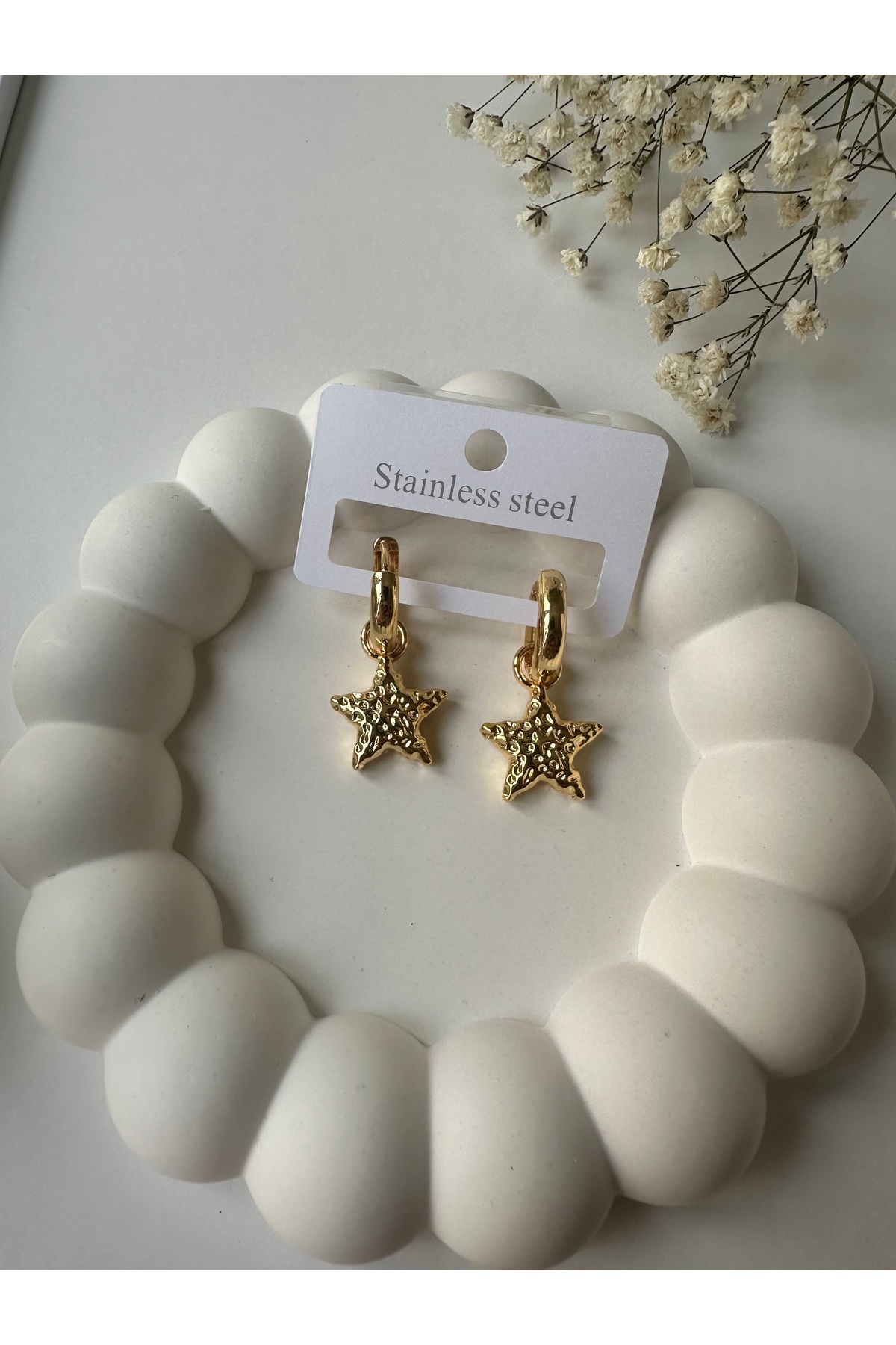 Mochart Creations Paslanmaz çelik küpe,stainless steel earing, yıldızlı ...