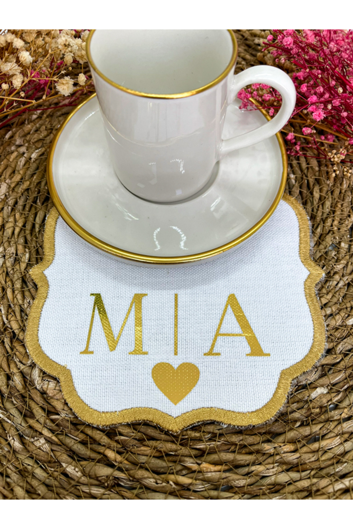 imzatasarım Kişiye Özel Kalp ve Harf detaylı Damat Kahve Peçetesi ...