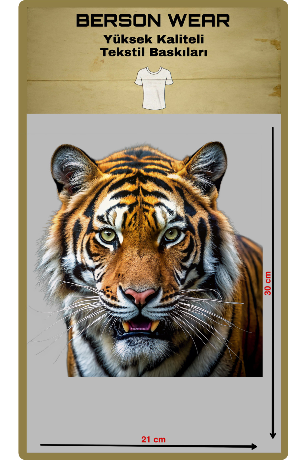 BERSONAY Kaplan Tiger A4 Hazır Tekstil Baskı Dtf Transfer Baskısı Arma ...
