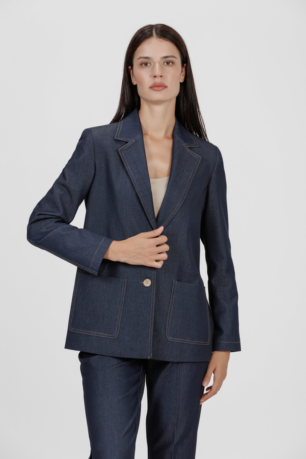 etol textile Kadın Denim Görünümlü Blazer Ceket Fiyatı, Yorumları ...
