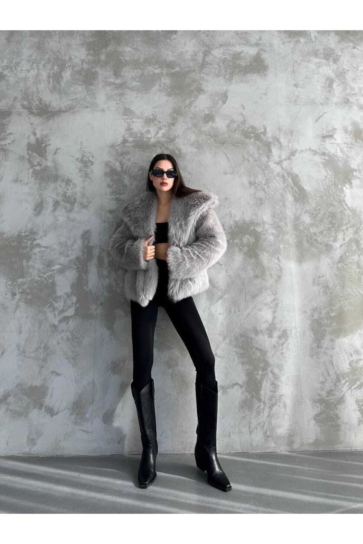 MODA DURAĞI GRİ Rengi İçi Astarlı Premium Kürk - Fiyatı, Yorumları