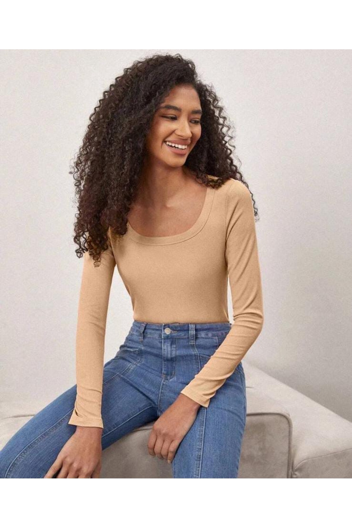 BNK Shop Kadın Kare Yaka Uzun Kollu Body Bluz - Fiyatı, Yorumları