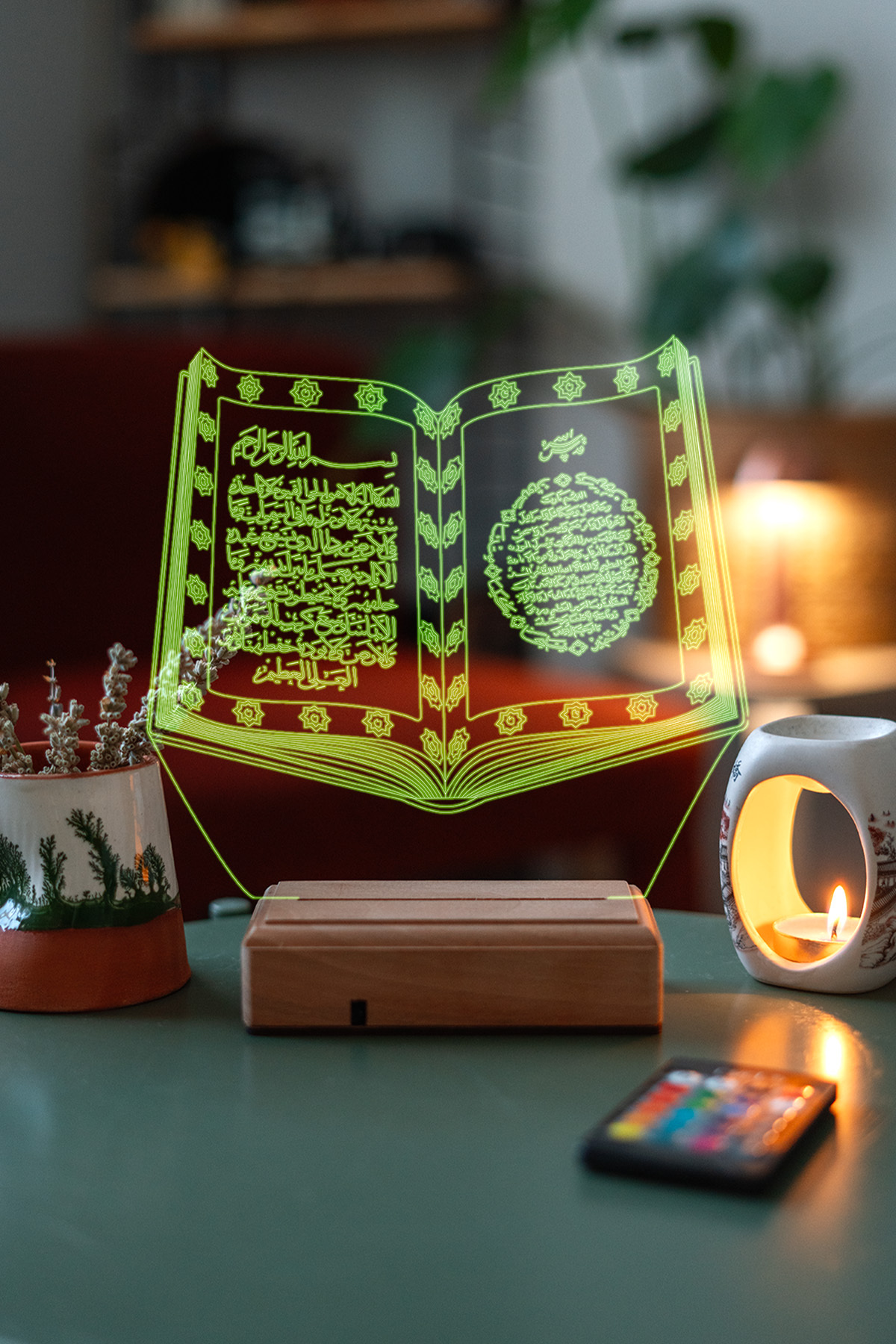 Modiwa Design Dini Hediye Kuranı Kerim 16 Renkli Kumandalı Gece Lambası ...