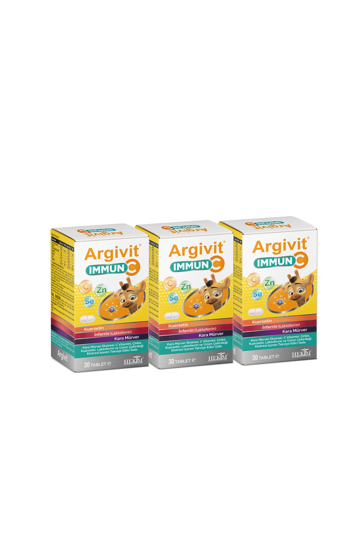 Argivit Immun C Tablet 3'lü Paket - Kara Mürver, C Vitamini, Çinko ...