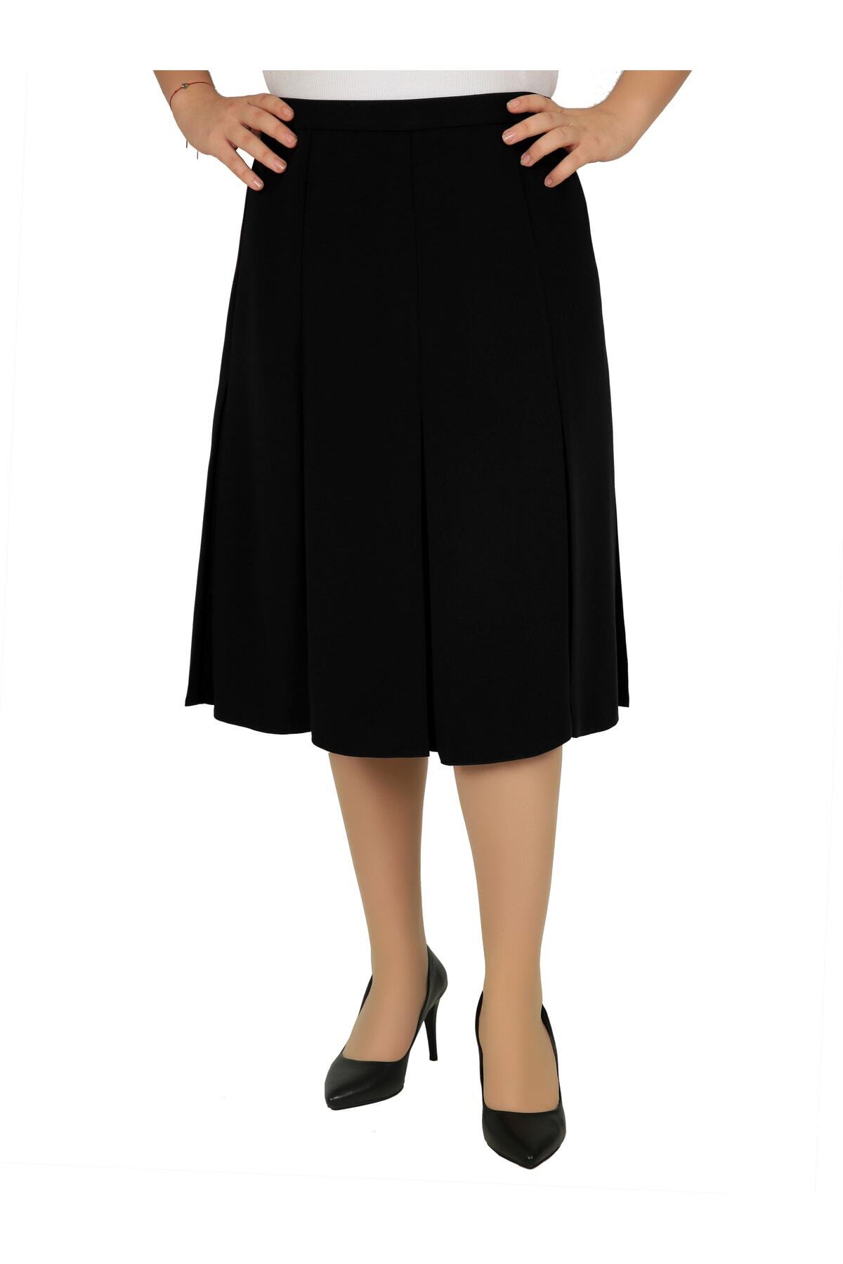 Butik Kısa Büyük Beden Fişekli Astarlı Portoriko Kumaş Kloş Anne Eteği ...