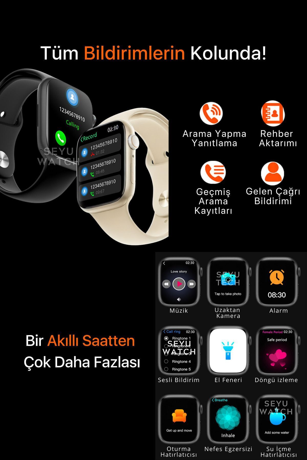 SEYUWATCH Watch H13 Pro Akıllı Saat Tüm Telefonlara Uyumlu Smart Watch ...