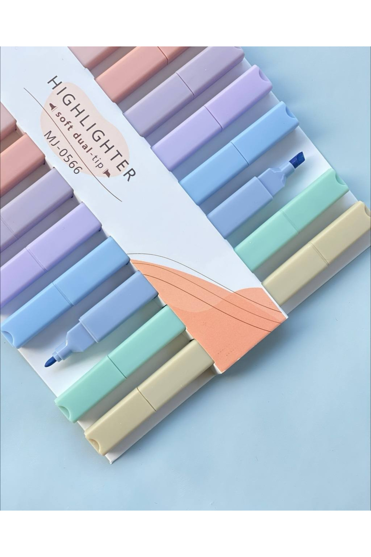 Modellino 12'li Çift Uçlu Pastel Renkler Mujuu - 0566 Highlighter Yassı ...