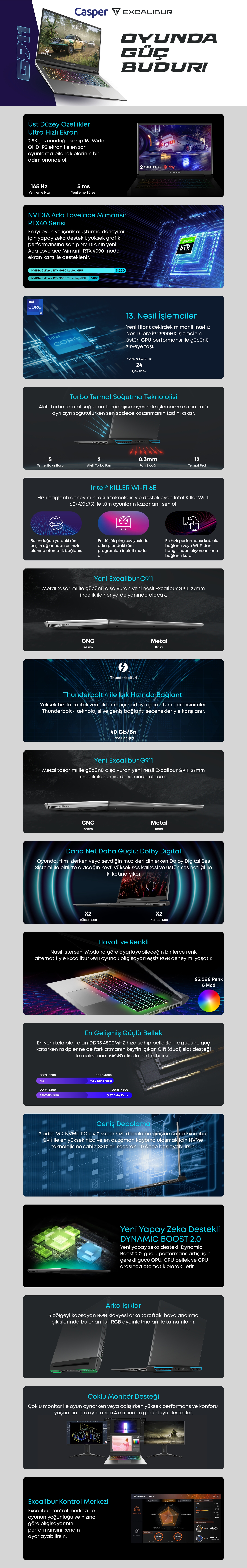 CASPER Excalibur G911.1390-EX90X-C i9-13900HX 64GB DDR5 RAM 2TB NVMe ...