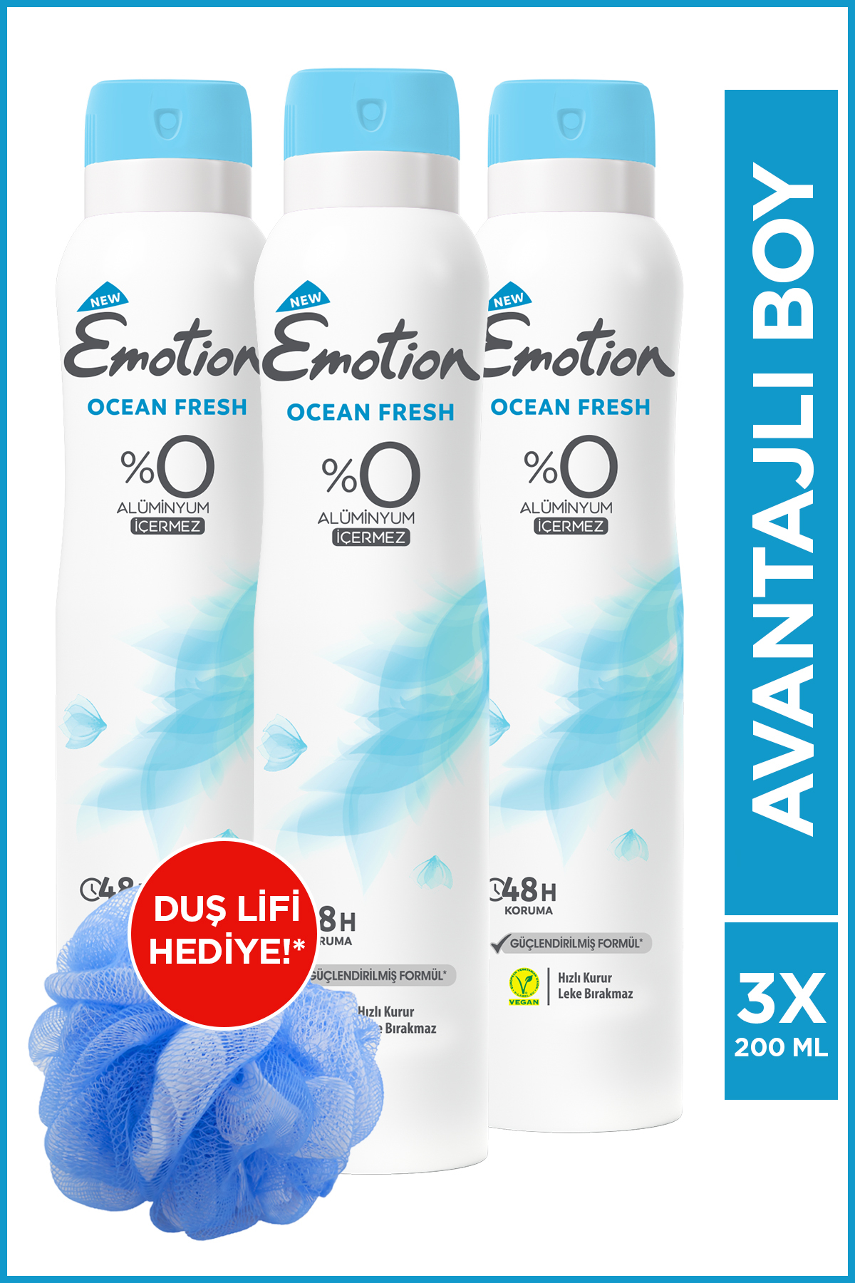 Emotion Ocean Fresh Kadın Deodorant 3x200 Ml Fiyatı, Yorumları - Trendyol