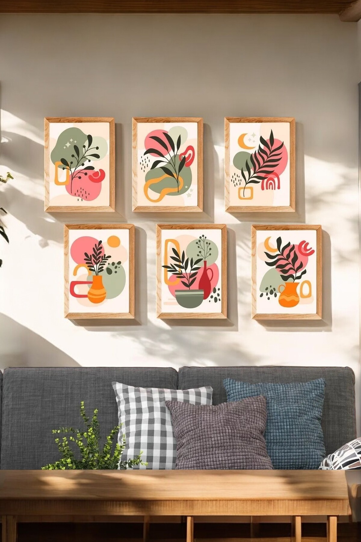 TRADESMAN 6 Parça (15X20) Uv Baskı Mdf Çiçekler Boho Tablo Poster Seti ...