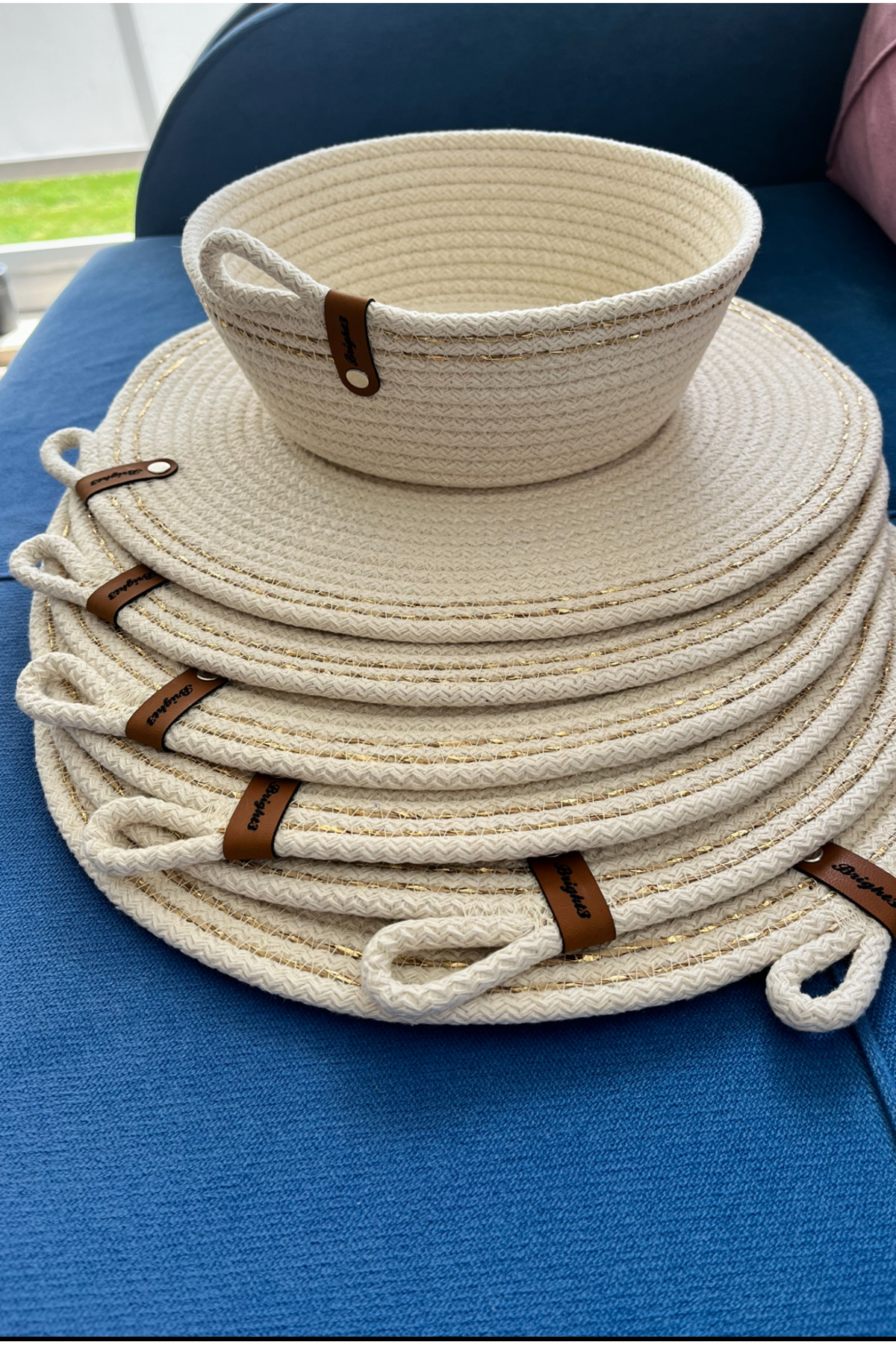 Bright3 Supla, Amerikan Servis , El Yapımı, Mutfak, 6 Adet 33 cm Supla ,Pamuk Tres Altın Yaldız ...