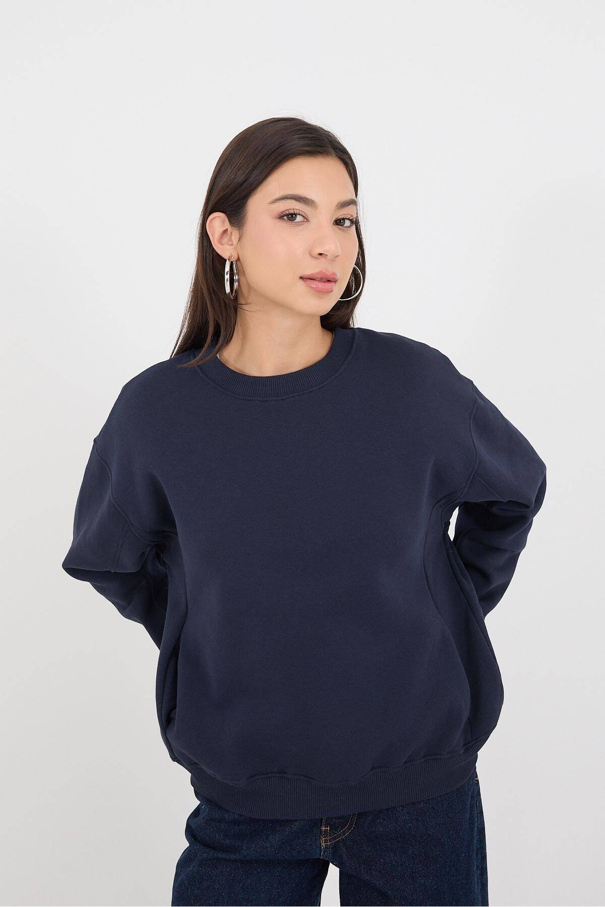 Addax Bisiklet Yaka Şardonlu Basic Sweatshirt S1177-S13 Fiyatı, Yorumları - Trendyol