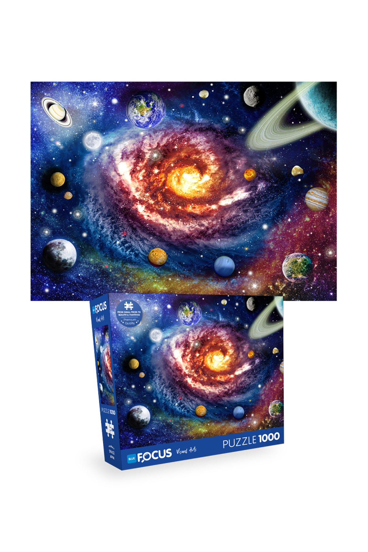 Blue Focus 2 Adet 1000 Parça Puzzle - Gezegenler ve Dünya Haritası I ...