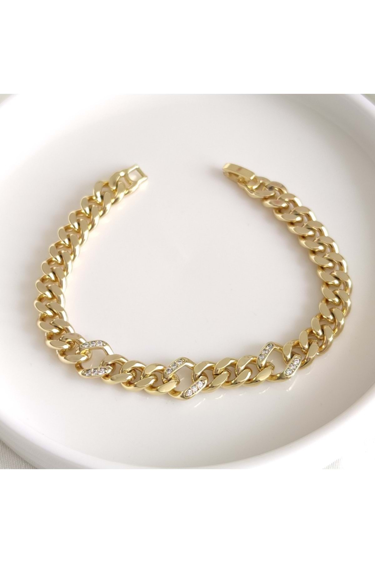 Güler Yüzlü Silver XUPING TAŞ DETAYLI GURMET ZİNCİR GOLD BİLEKLİK 20 CM ...