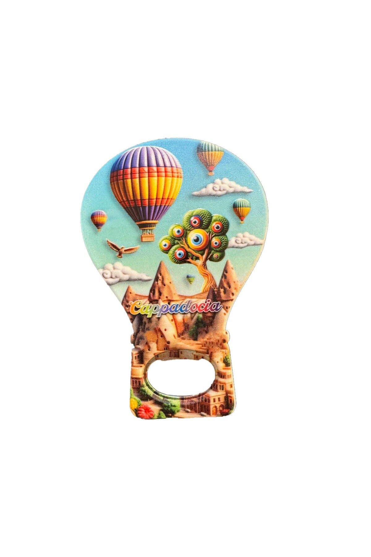 GRANDSTORE Kapadokya Balon Şekil Eşsiz Manzara Resimli Kahvemavi Şişe ...