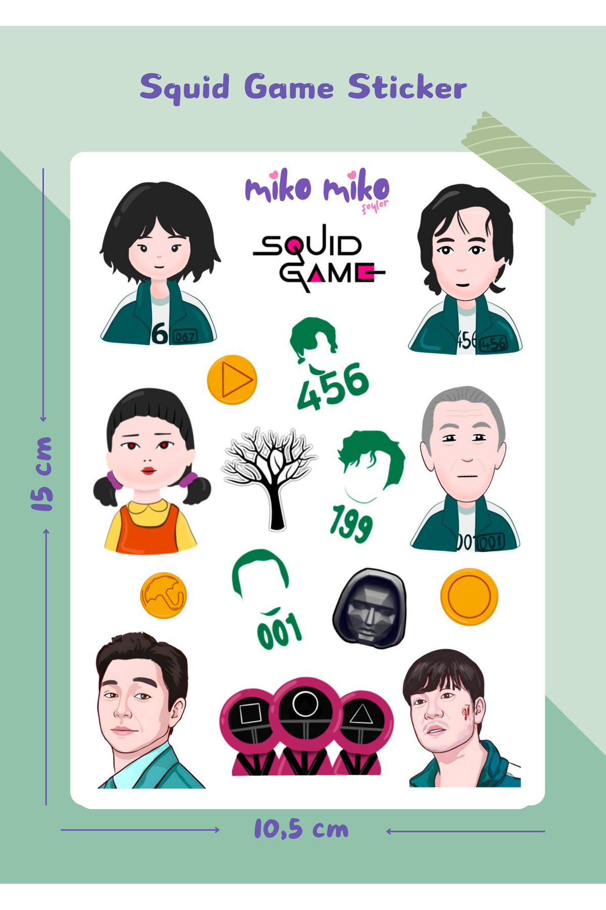 Miko Miko Şeyler Squid Game Sticker Sayfası / Bullet Journal / Sticker ...