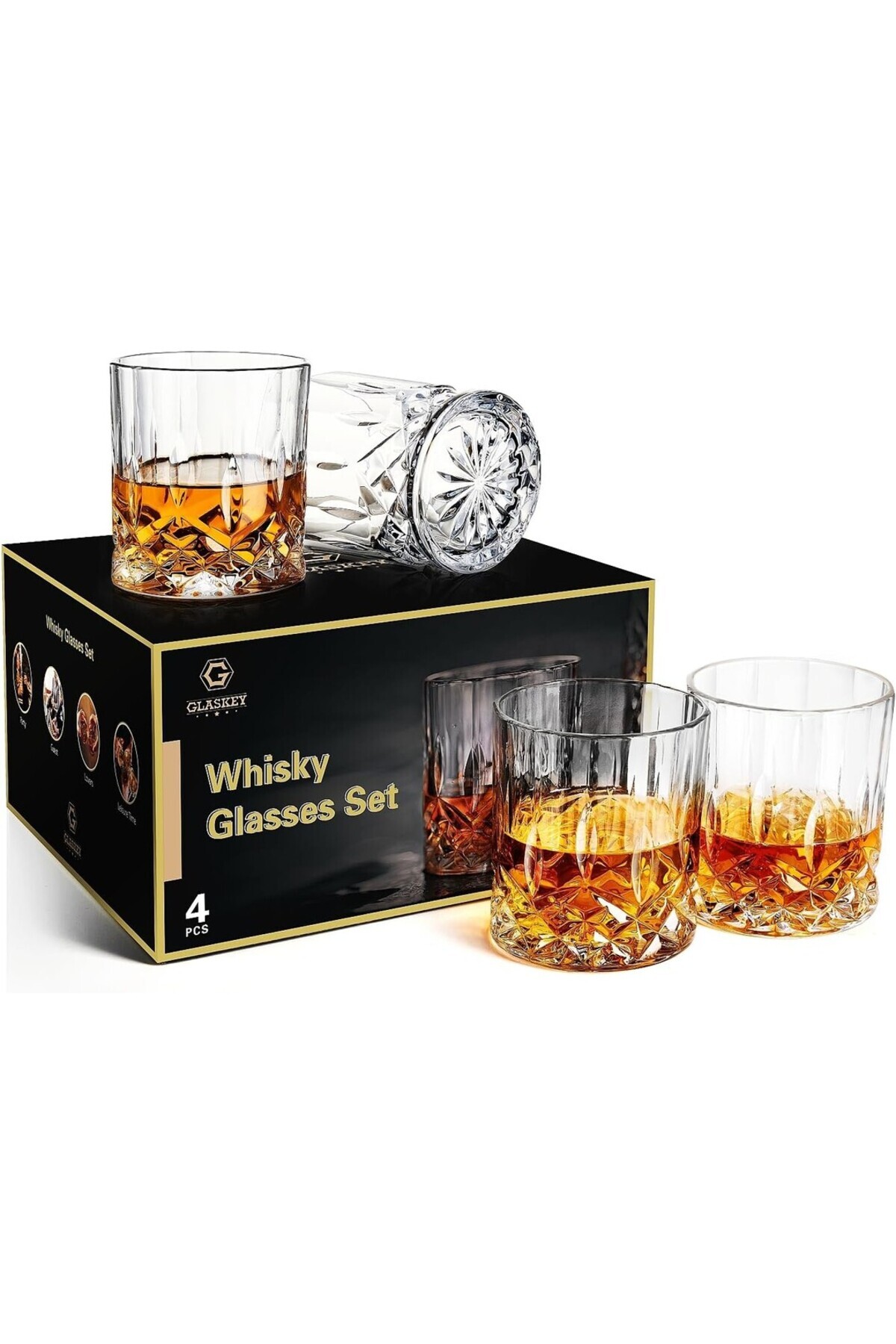 VARSTHREE Viski Bardakları 4'lü Set, 315 ml Kurşunsuz Kristal Fiyatı, Yorumları - Trendyol