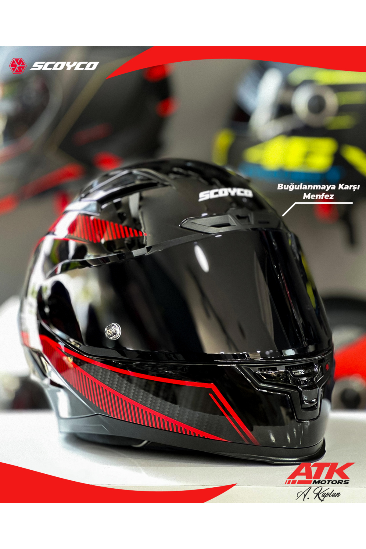 Scoyco 871 Fire Fullface Kask Motosiklet Kaskı Karbon Desenli Kask Tam ...