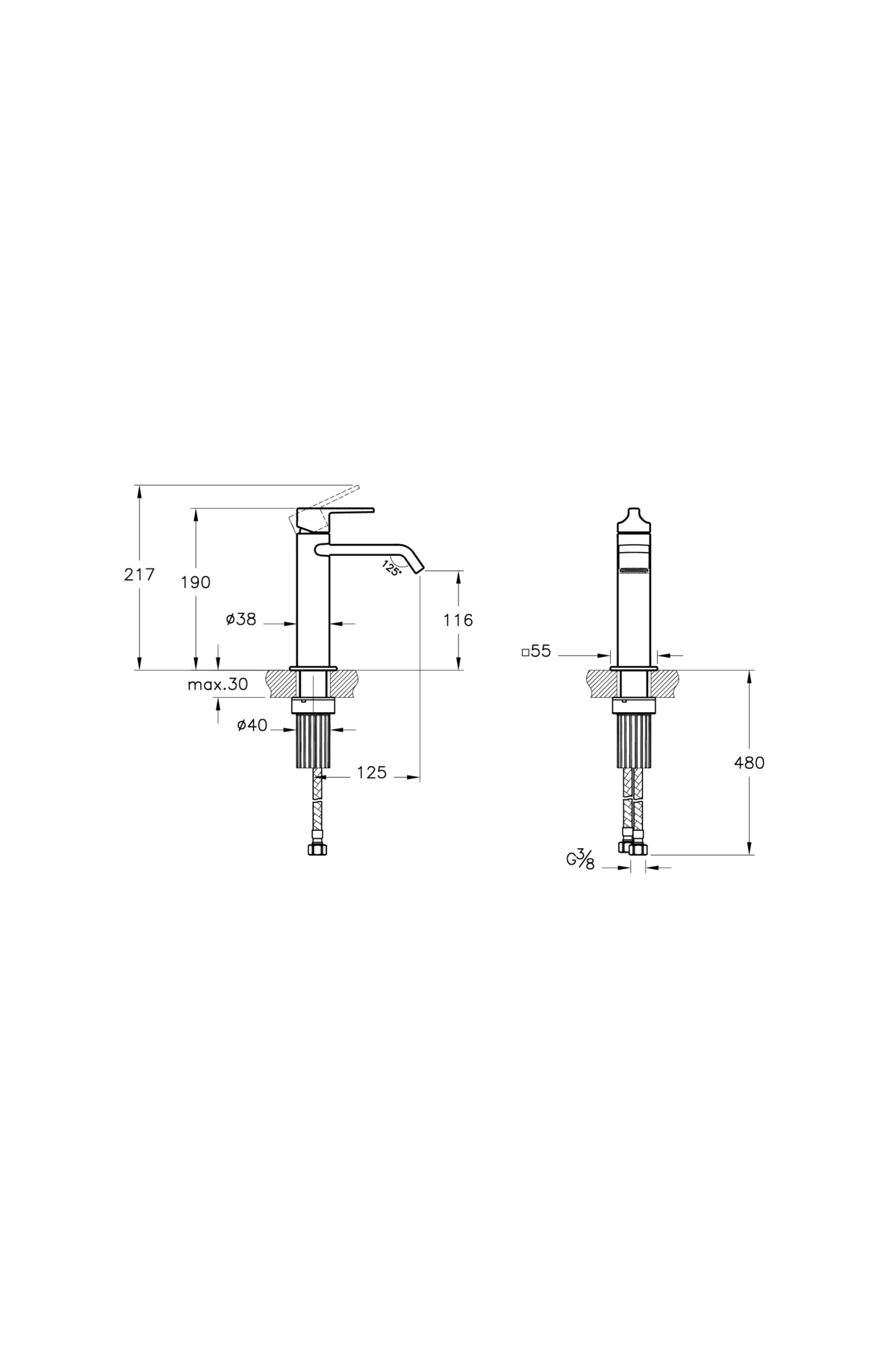 VitrA Suit A4281639 Lavabo Bataryası, Üstten Kumandalı, Parlak Siyah ...