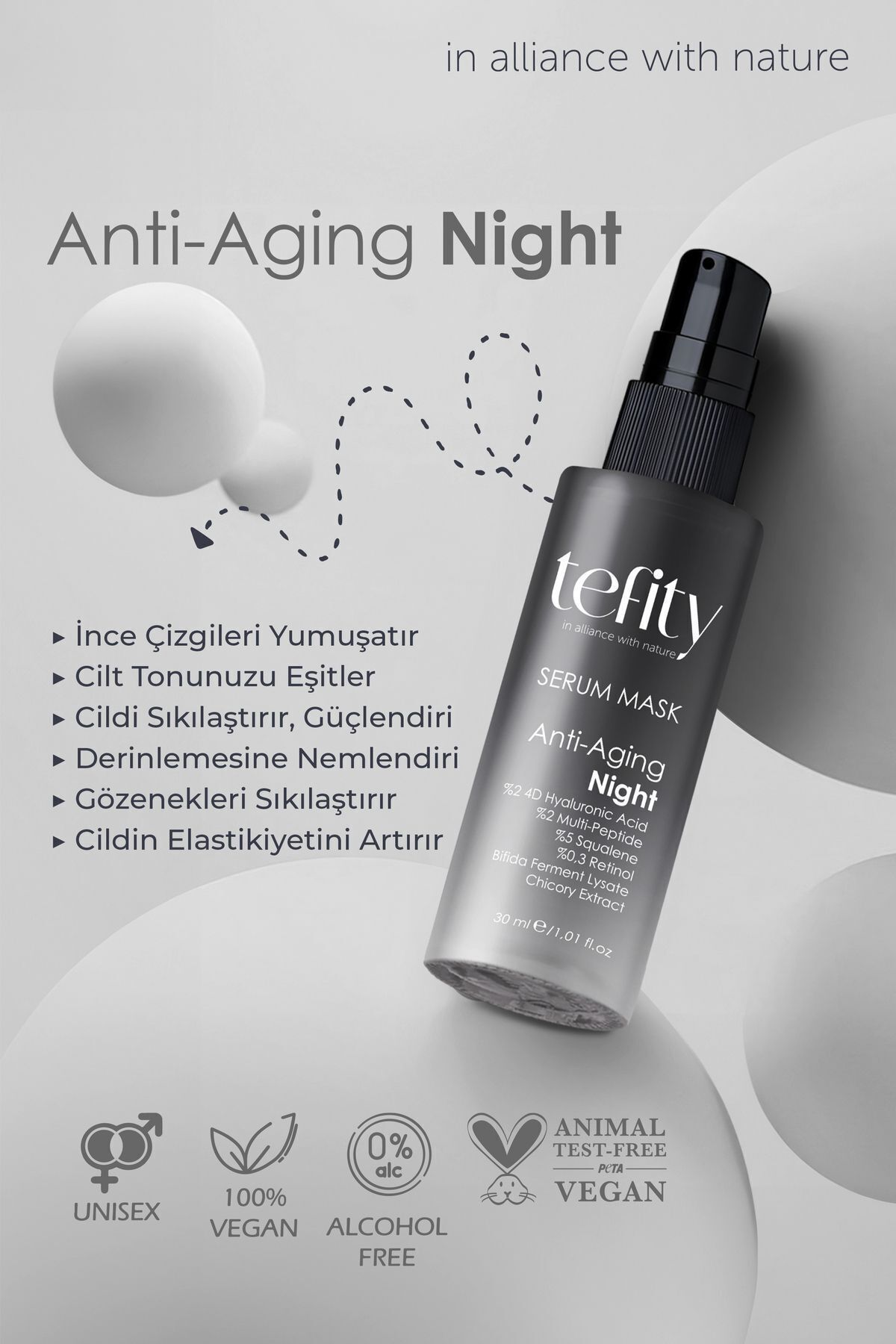 tefity Anti-aging Night Yaşlanma Ve Kırışıklık Karşıtı Gece Serum Maske ...