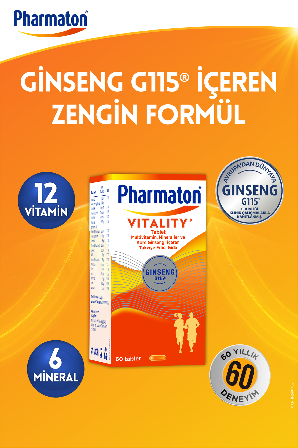 Pharmaton Vitality 60 Tablet - Ginseng G115, Multivitamin Ve Mineraller ...