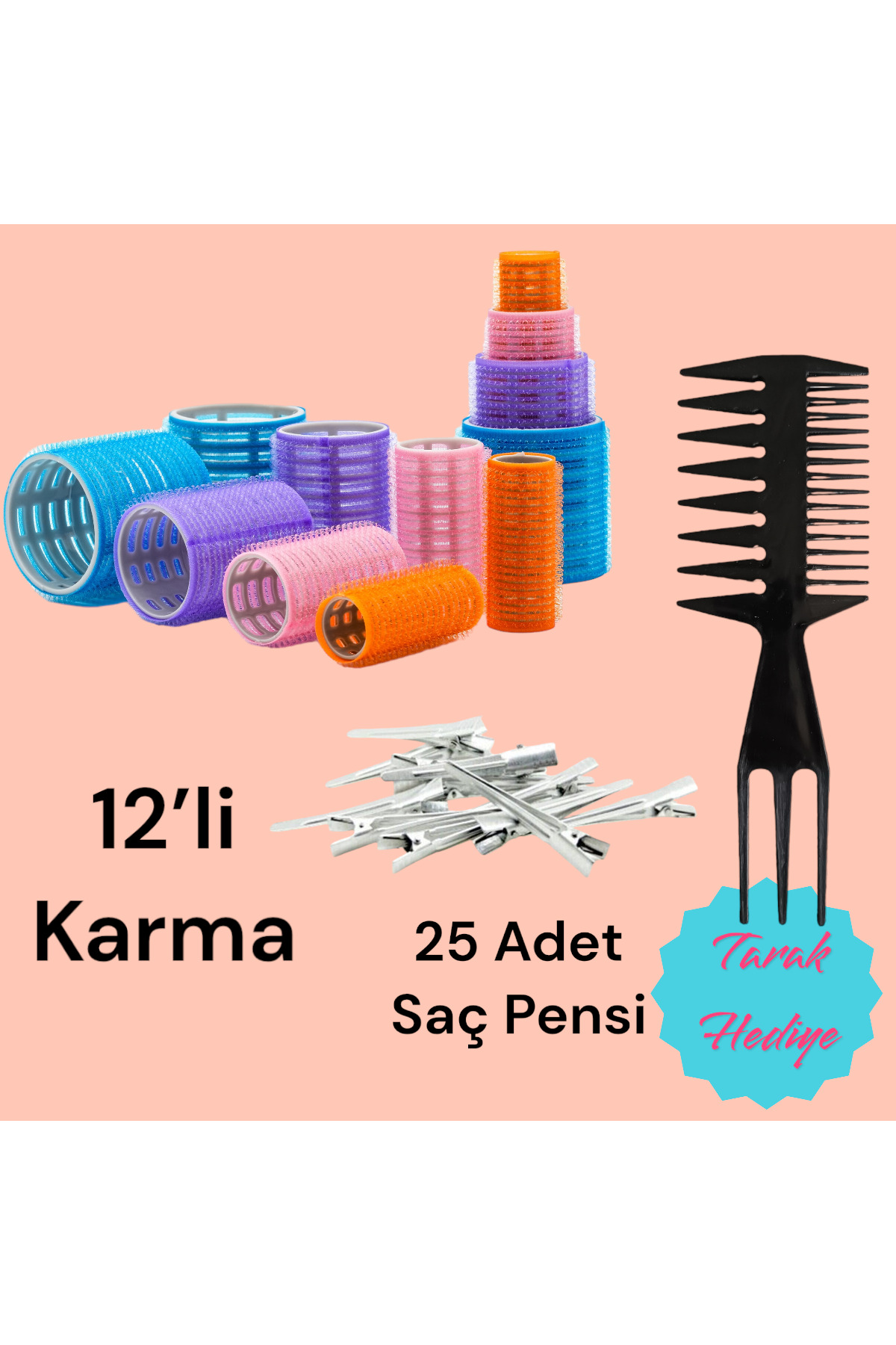 Croc 1226 Bigudi Seti 12 Adet Cırtlı Saç Bigudisi (+25Li Saç Pensi ...