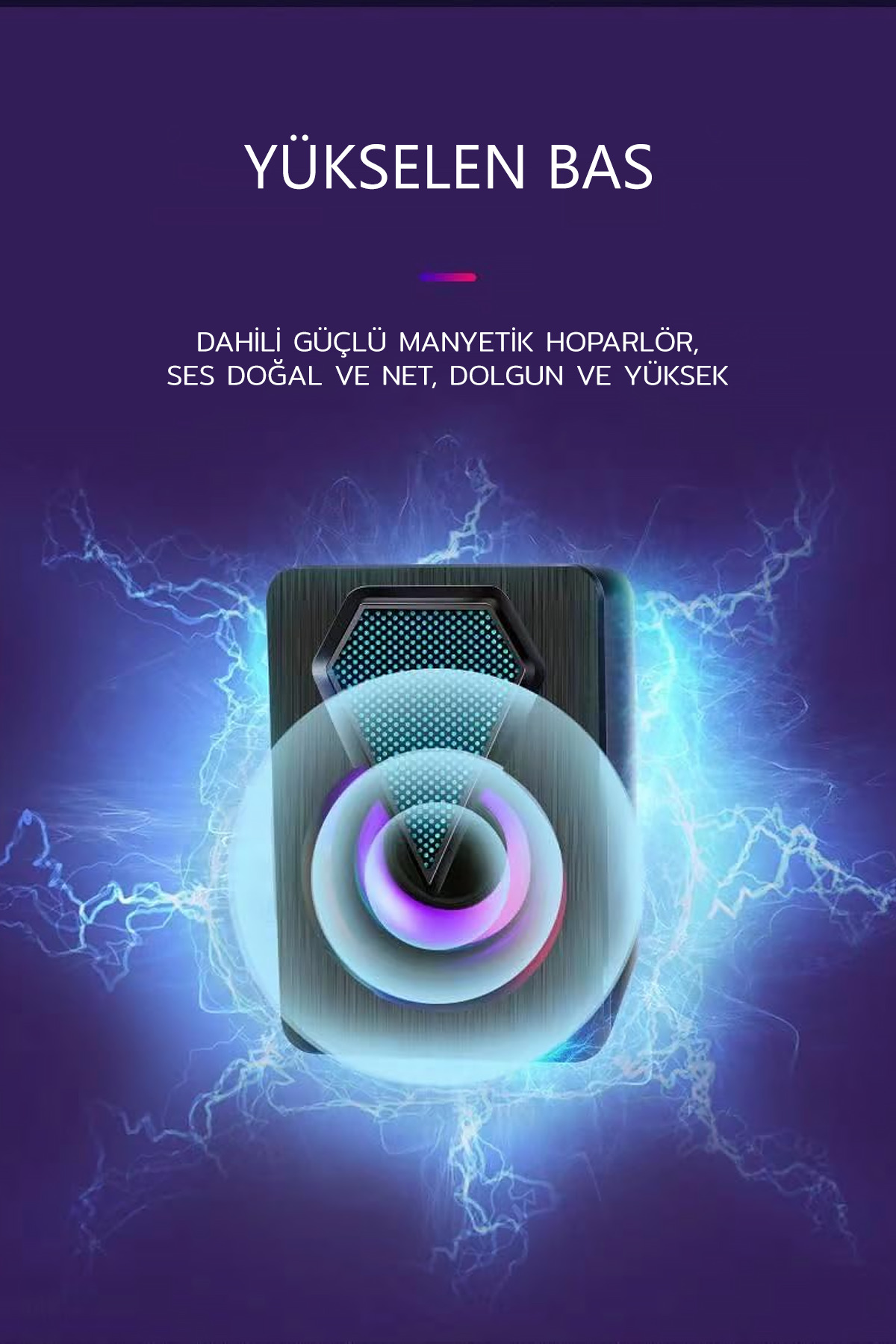 Soillium Şık Tasarımlı LED Işıklı Hoparlör 1+1 Ses Sistemi Bilgisayar ...
