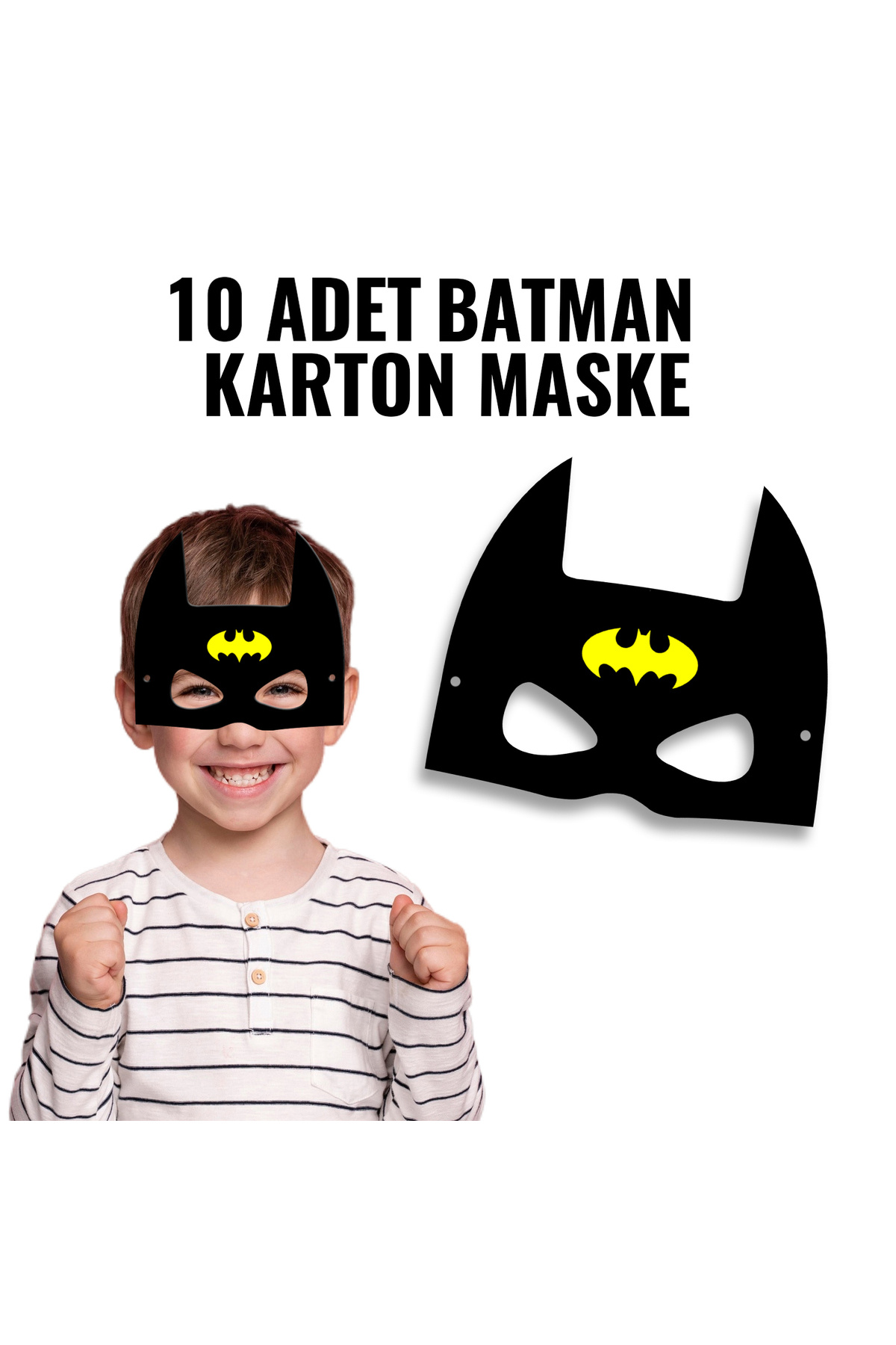 heryerehediye Çocuklar İçin BATMAN (Yarasa Adam) Karton Yüz Maskesi (10 ...