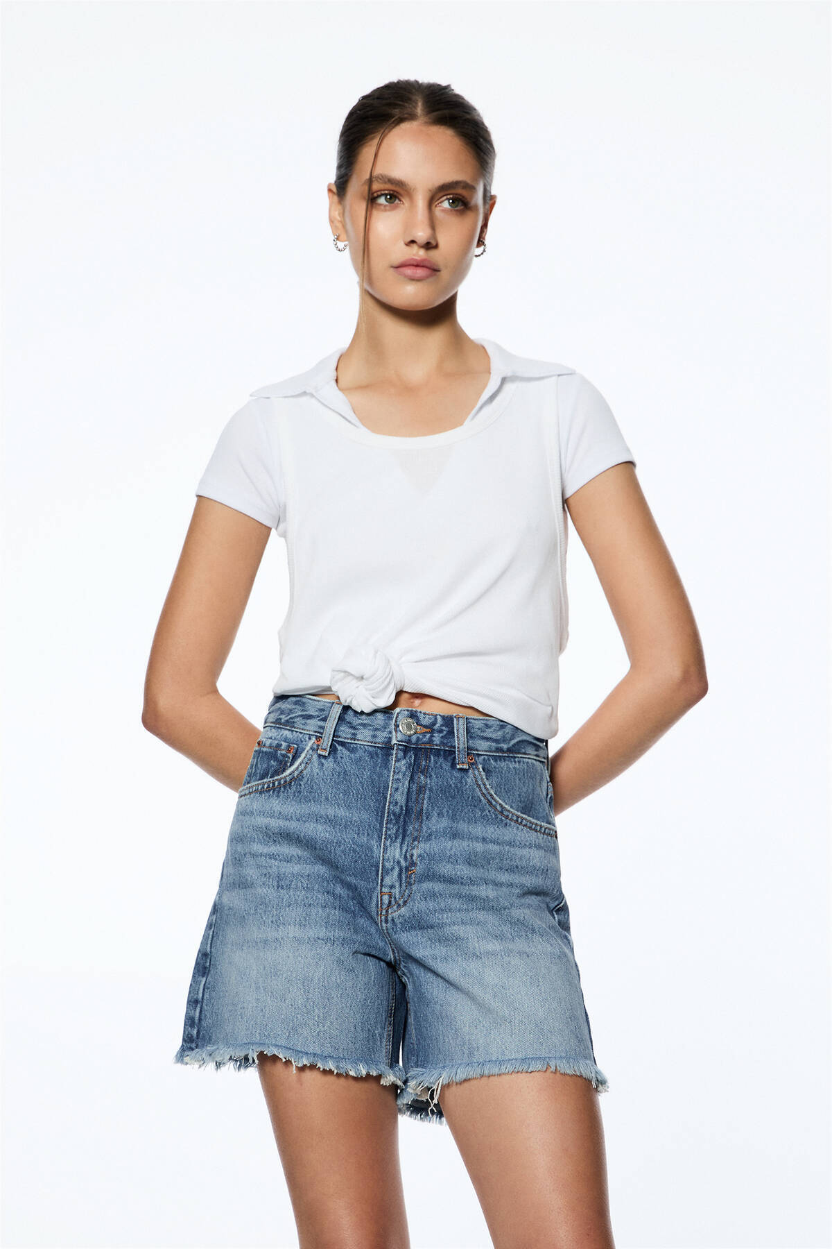Pull & Bear Yüksek bel denim bermuda Fiyatı, Yorumları - Trendyol