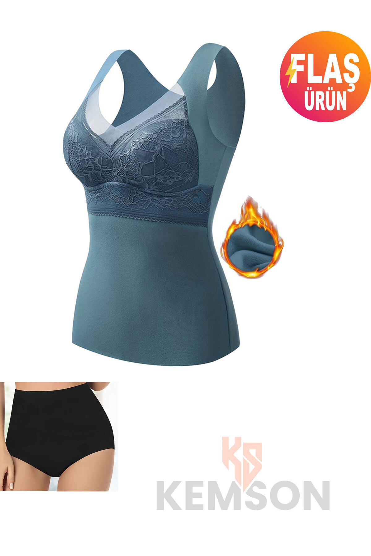 KEMSON Kadınlar için Sonbahar/Kış V Yaka, Dantel Detaylı, Sütyen ...