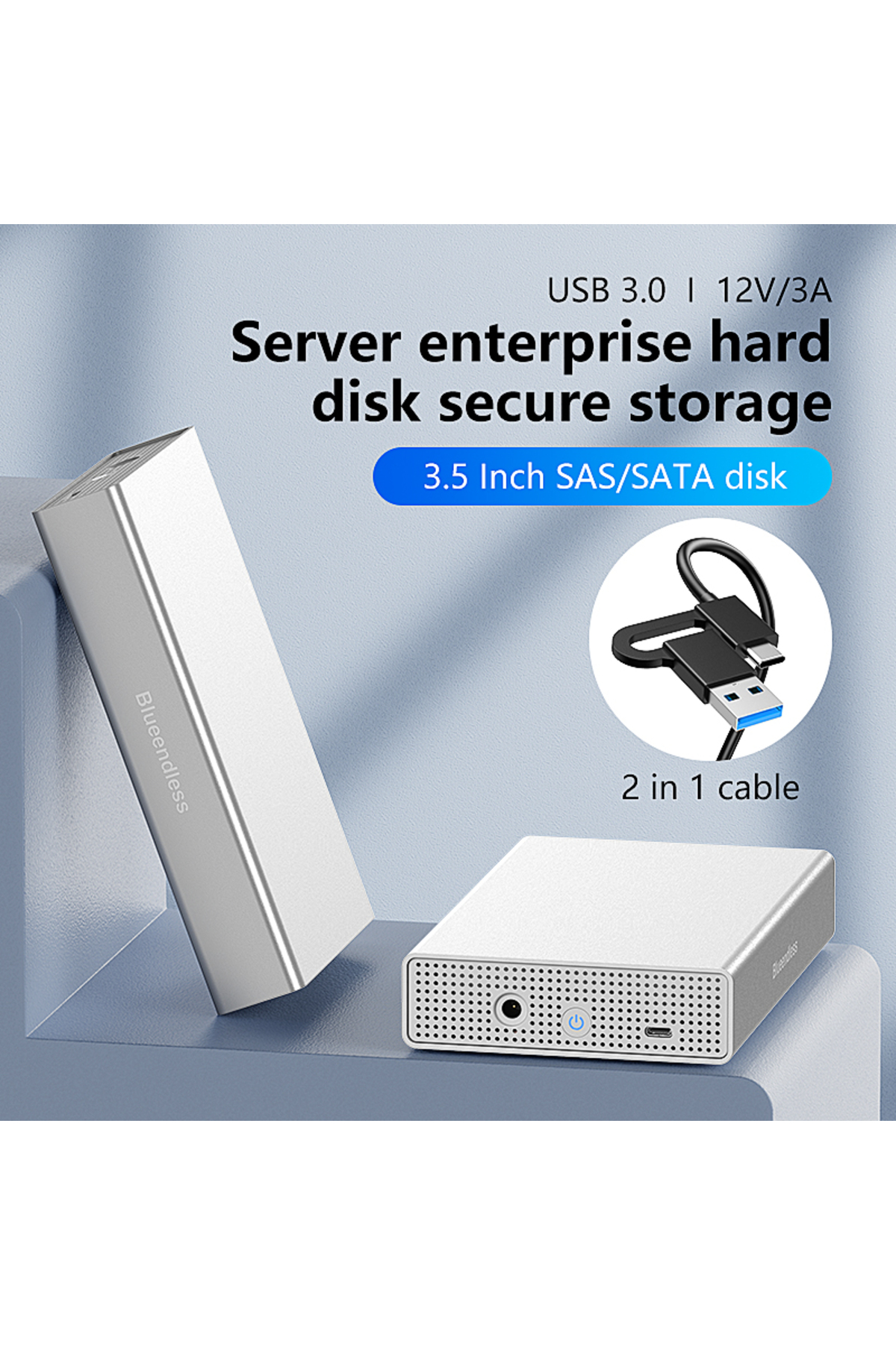 Blueendless SAS hard drive enclosure USB C to 2.5/3.5 inch SAS/SATA HDD ...