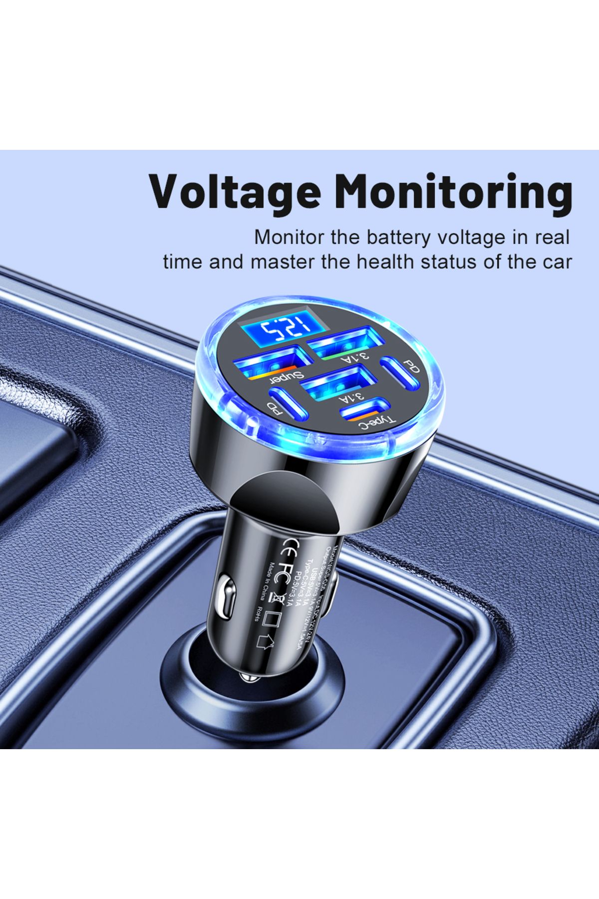 Choice 6 Port USB Car Charger Type C 150W PD Fast Charging in Car Cigarette Lighter Mobile Phone Adapter. Trendyol