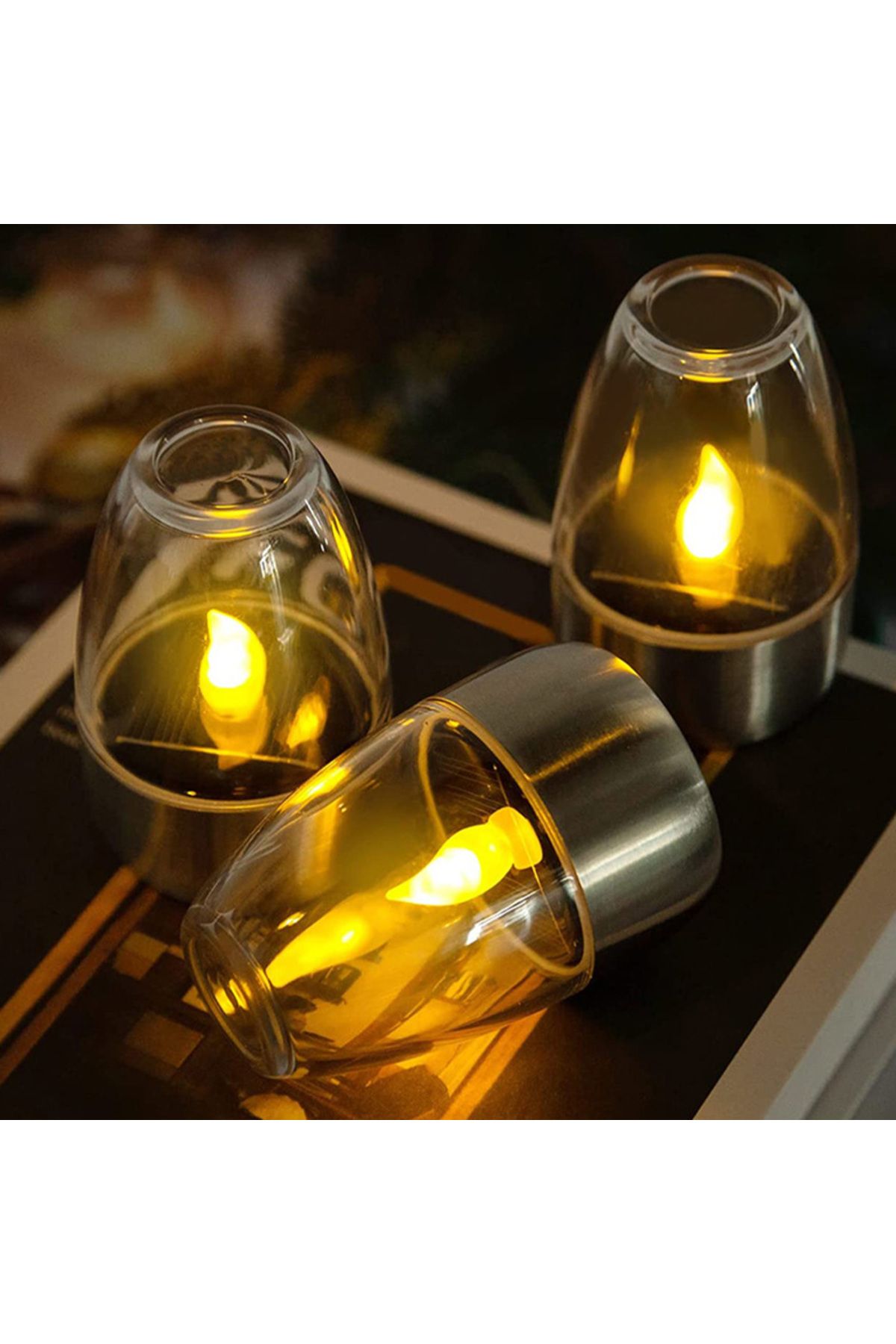 Choice Outdoor LED Solar Candles Lights With Stainless Steel Base Flameless Dropless Night Light For Hom. Trendyol