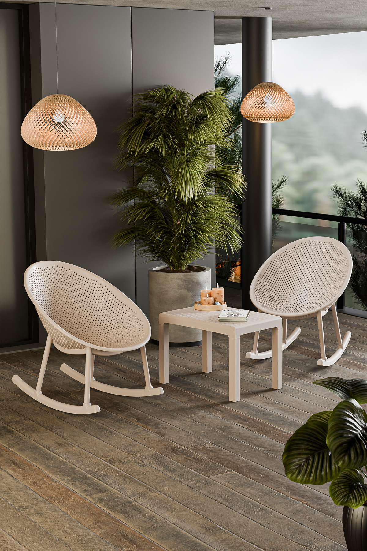 Çavdar Group 2'li Sallanan Sandalye Seti 1+1 Sehpalı Sallanan Koltuk ...