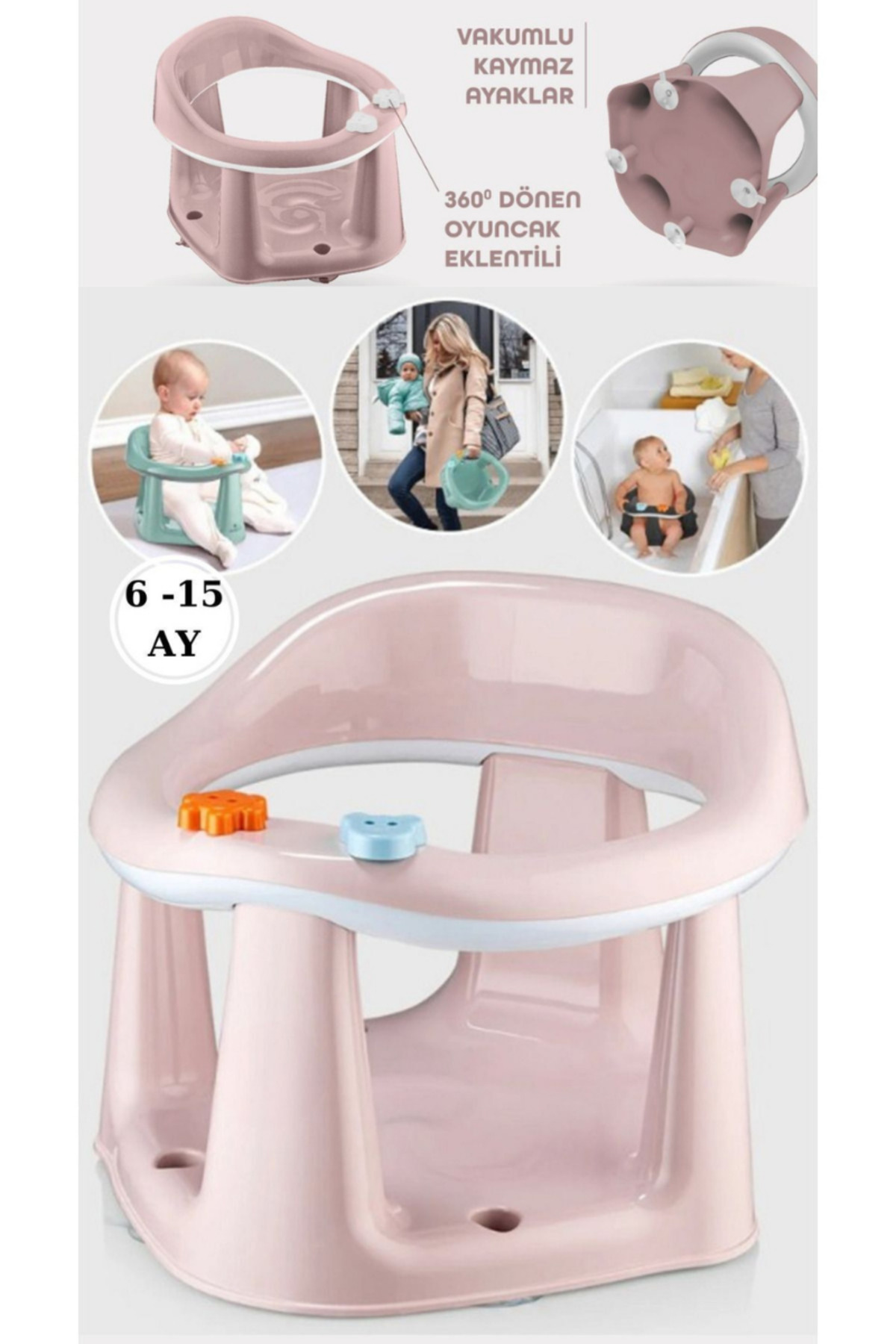 PONÇİK STORE Bebek Banyo Oturağı - Vakum Tabanlı Bebek Mama Oturağı ...