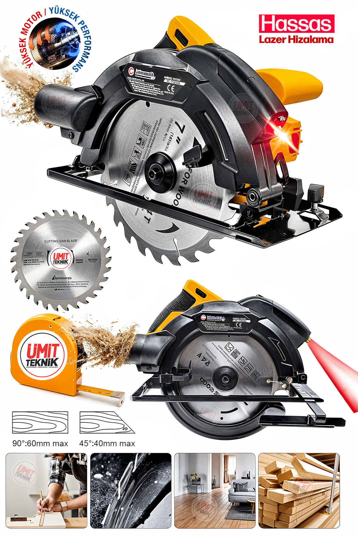 PROXTECH Marangoz Metal Şanzuman Lazerli 185 mm Plastik Ahşap Ağaç ...