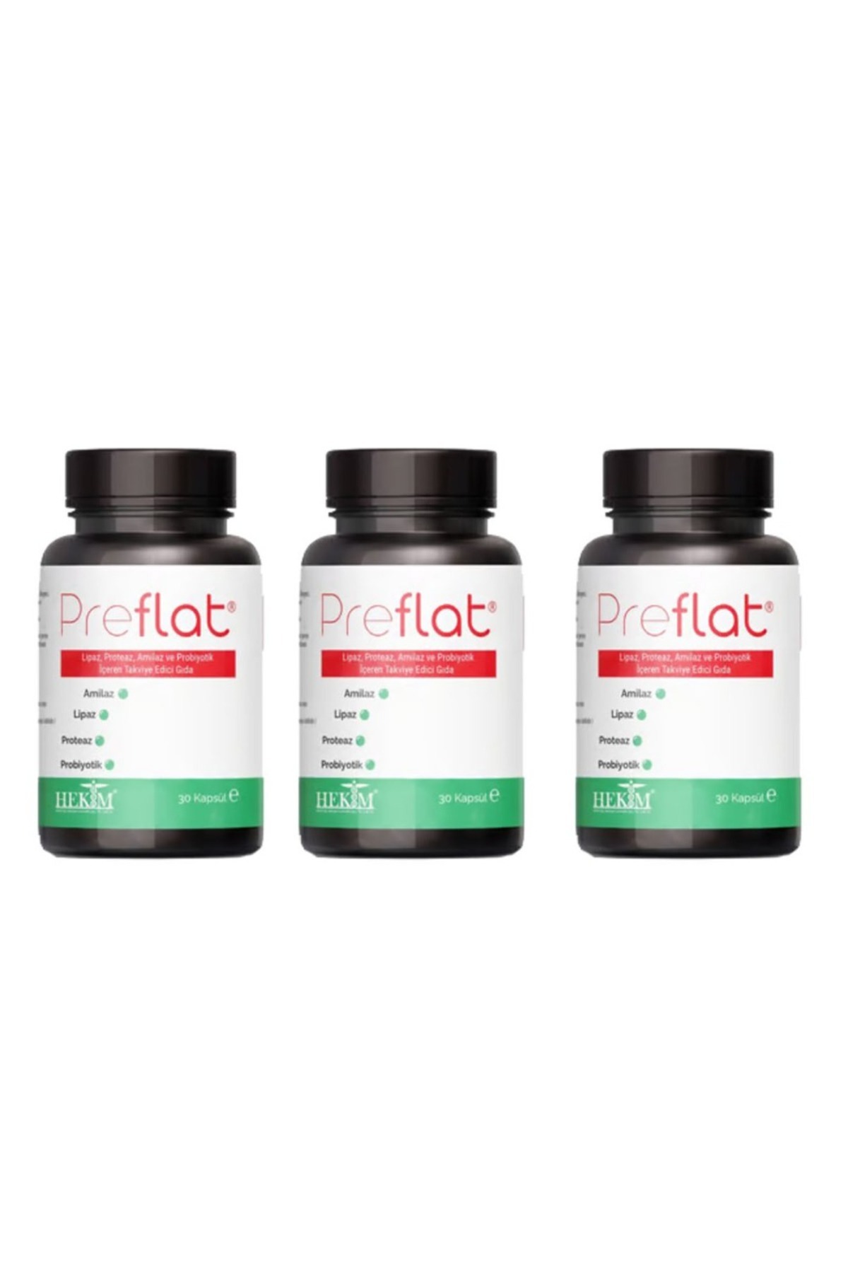 Preflat Kapsül 3'lü Paket - Lipaz, Proteaz, Amilaz Ve Probiyotik Içeren ...
