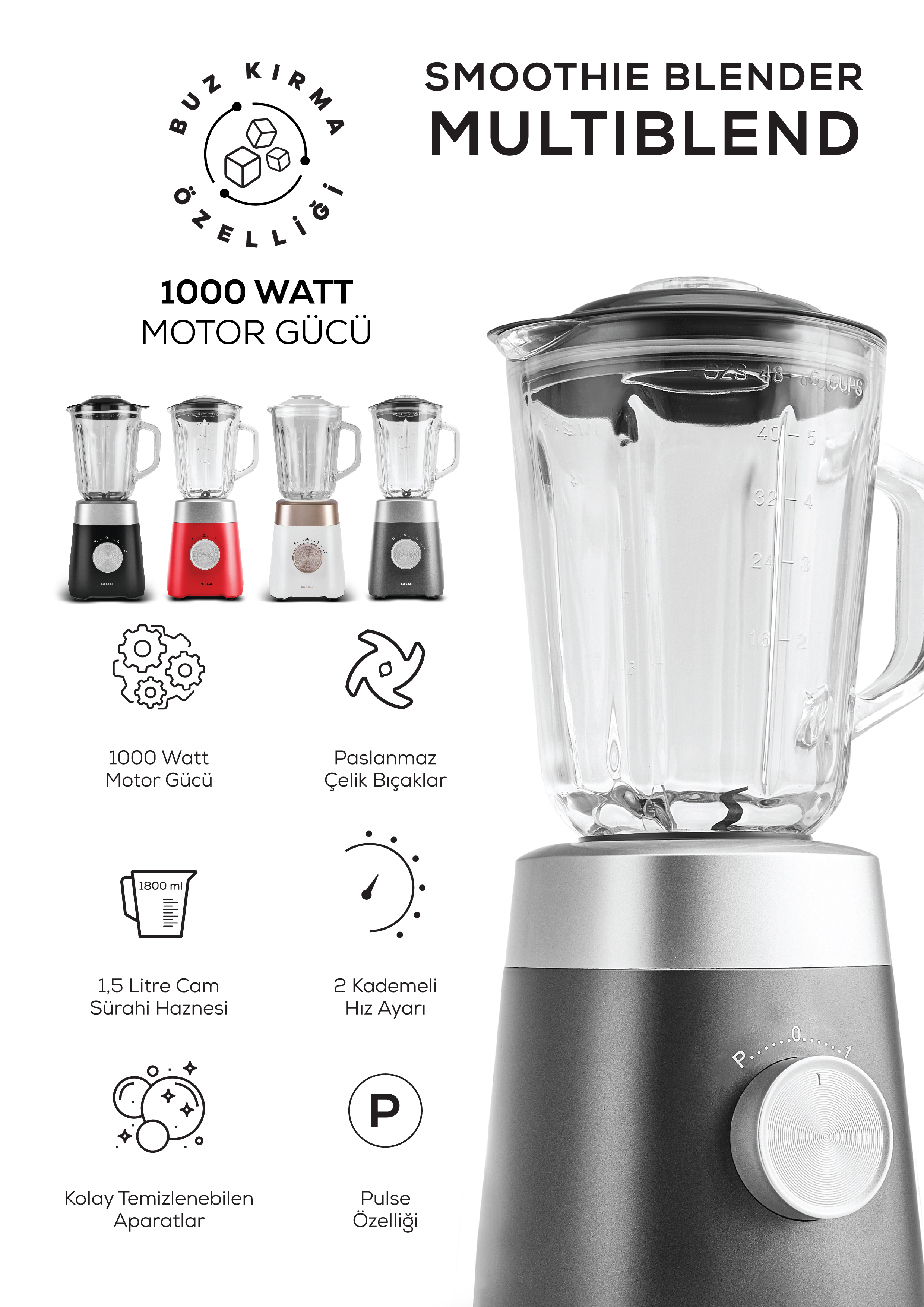 Karaca Multiblend Smoothie Blender Krem 1000w - Fiyatı, Yorumları