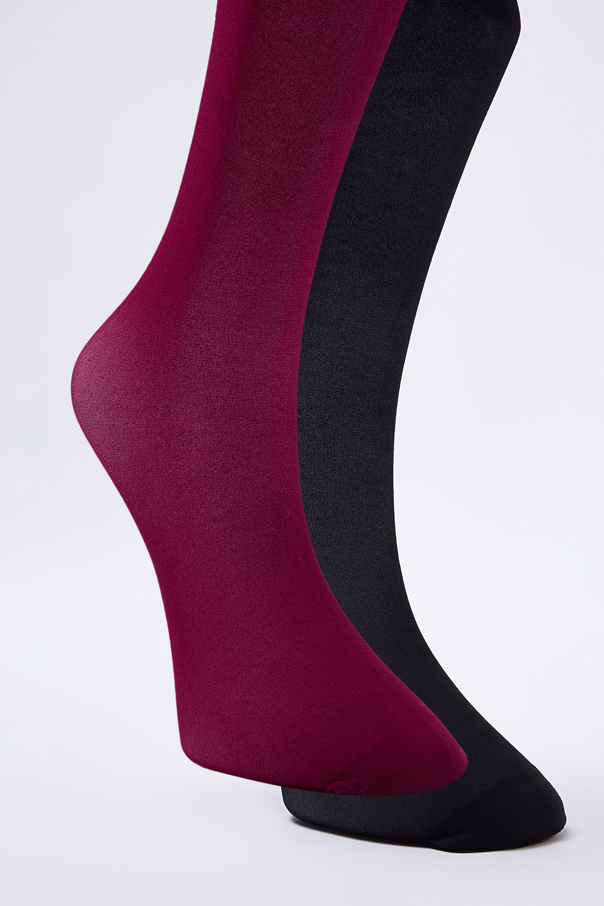 Edit By Trendyolmilla Siyah-Bordo 2'li Paket 40 Denye Opak Örme Külotlu ...