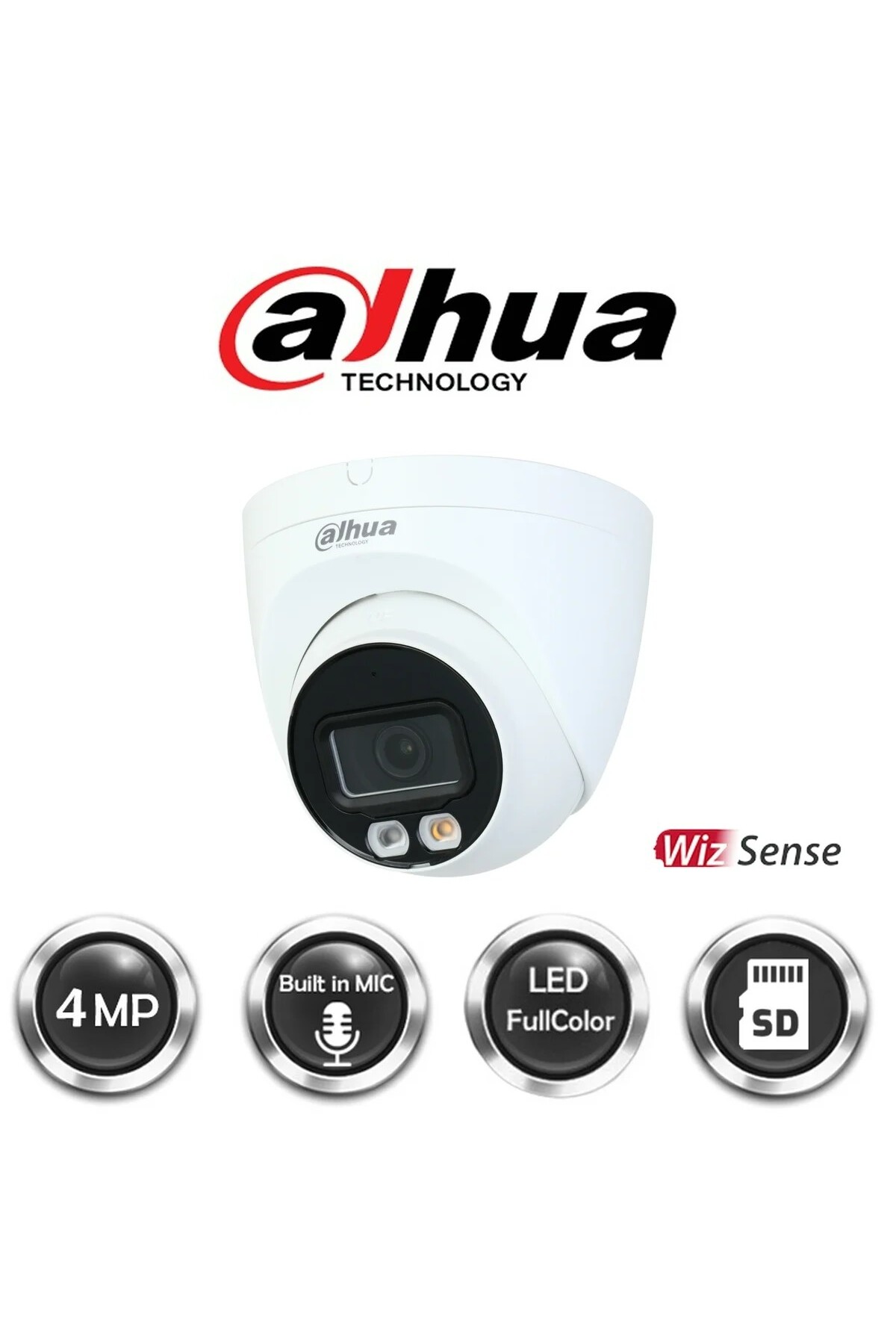 Dahua IPC-HDW2449T-S-IL-0280B 4Mp 2.8mm IP67 Poe Ses Full Color Ip Dome ...