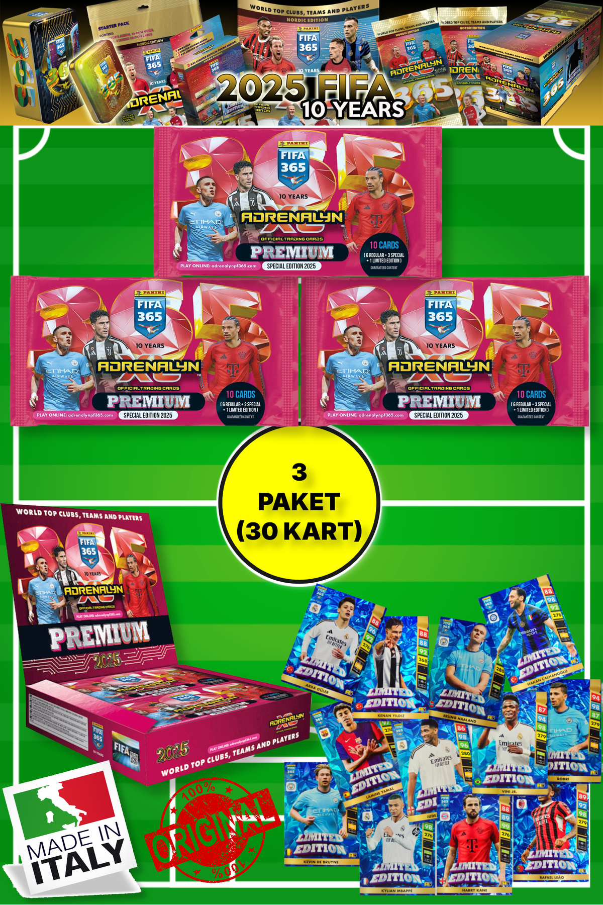 TOYFEST Panini Fifa 365 - 2025 Official Special Edition Premium Card Futbolcu Kartları - 3 PAKET ...