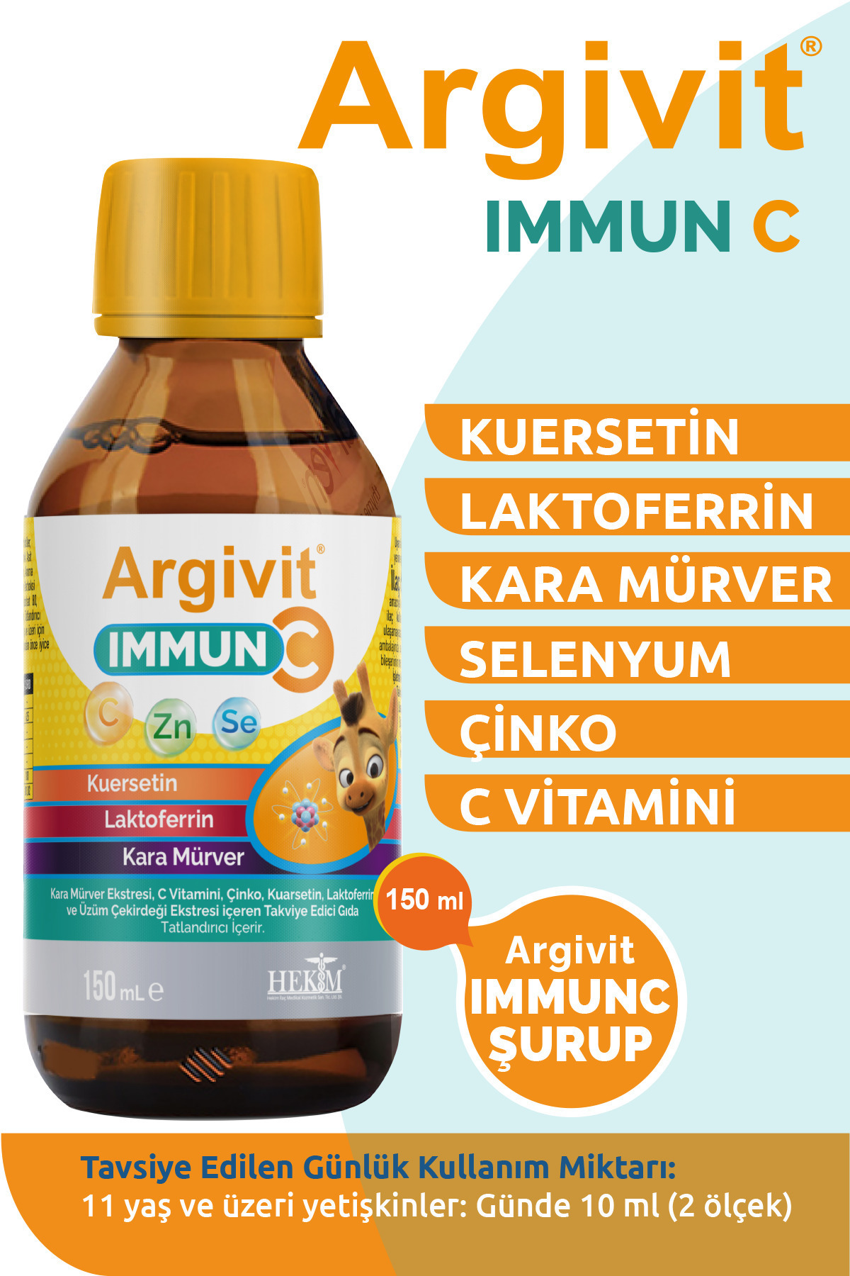 Argivit Immun C Şurup - Kara Mürver, C Vitamini, Çinko, Kuersetin ...