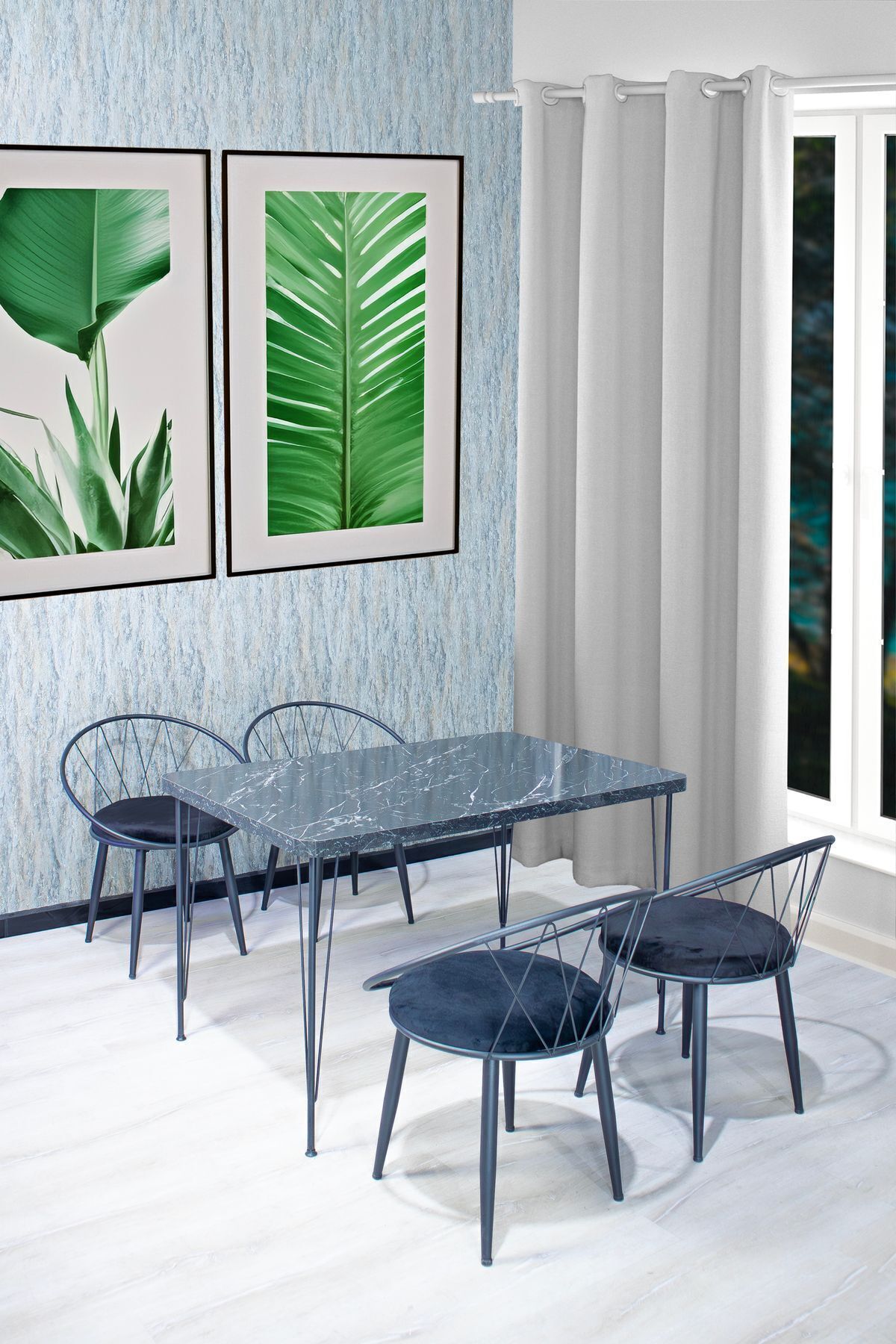 NUR METAL 120x80 London Sandalye Takımı 4 Kişilik Oval Köşe Mutfak ...