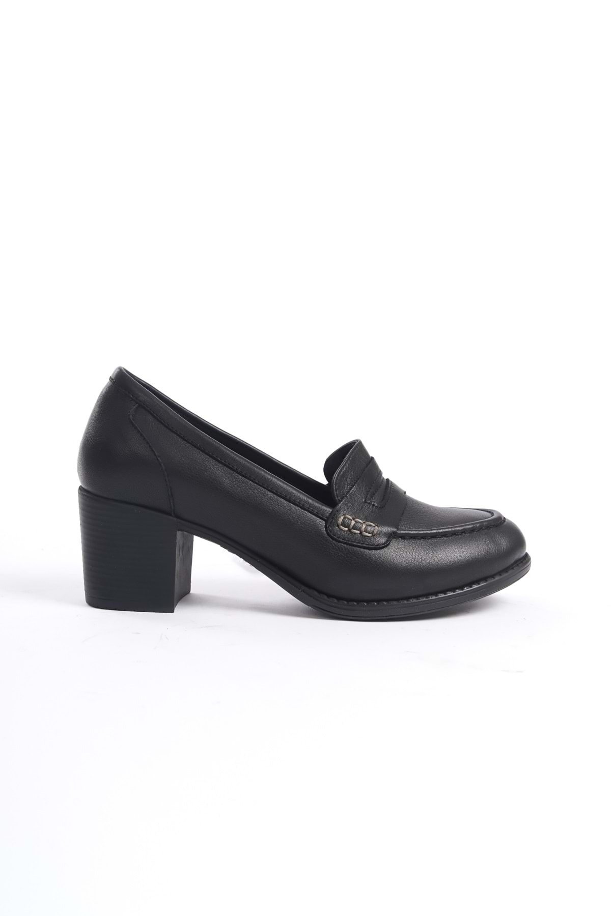 ANALİN SHOES Kadın Hakiki Deri Saraçlı Klasik Topuklu Ayakkabı Siyah ...