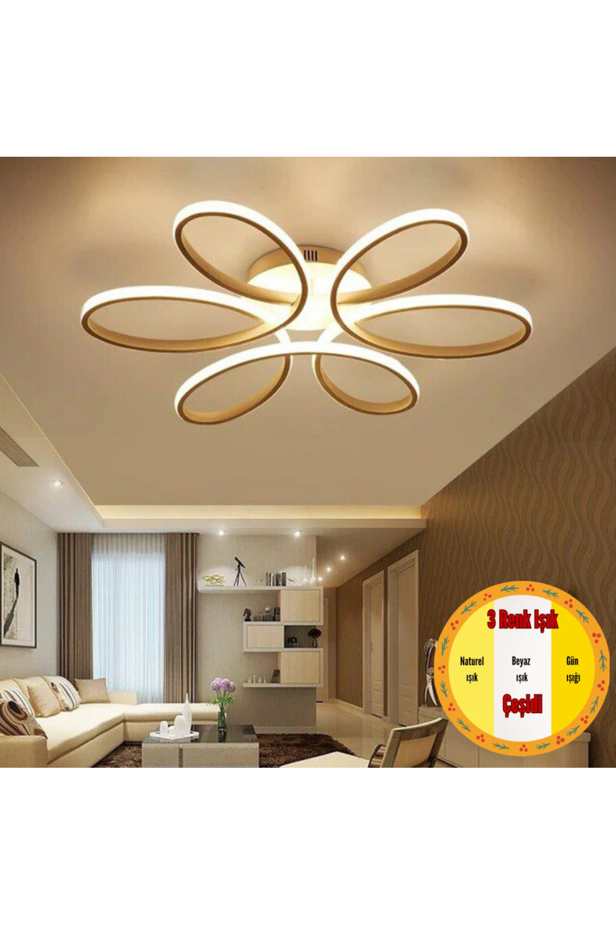 MİNEL DEKOR LED LIGHTING Minel Dekor Papatya 3 RENK IŞIK Gold Led 50cm ...