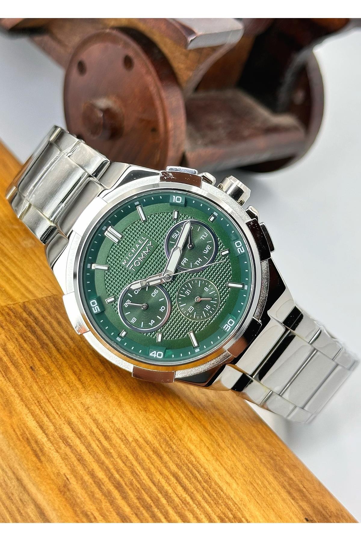 MICHAEL TOMMY 5 Atm Su Geçirmez Çelik Kasa Deri Kordon Erkek Kol Saati ...