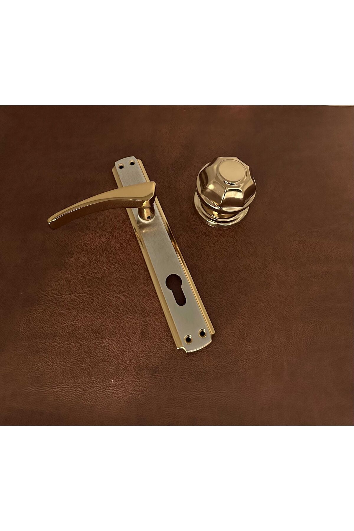 KOLDOOR Derya Saten Gold Aynalı Yale Çelik Kapı Kolu Sol Basar Tek ...