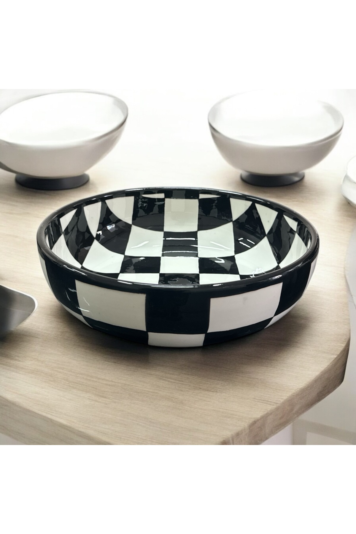 AYGEN HANDMADE ÇİNİ BÜYÜK SALATA TABAĞI TASARIM DAMA DESEN ÇİNİ Fiyatı ...